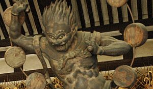 Raijin: Shinto God Of Thunder And Lightning With Three Fingers ...