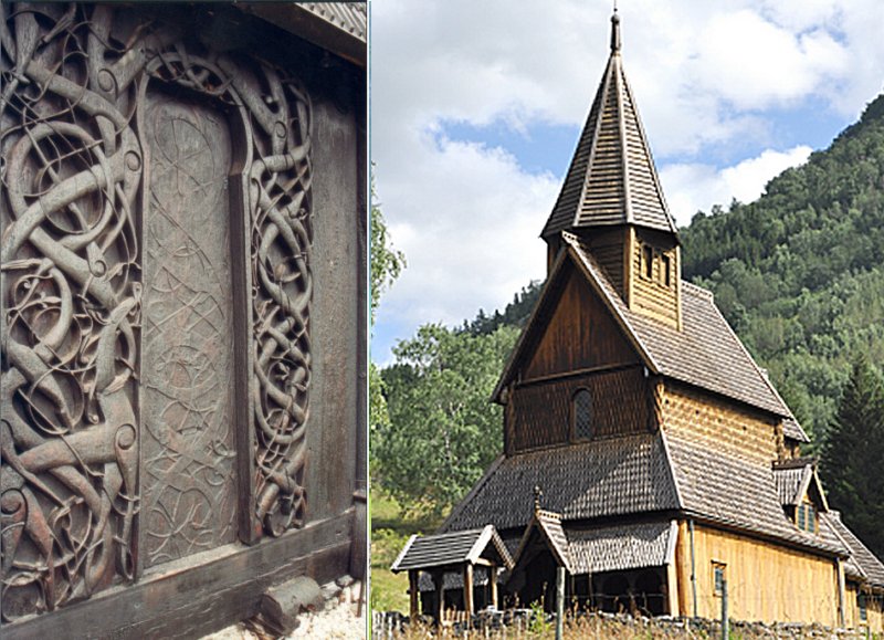Left: Arch decoration from Urnes Stave Church. Image credit: Nina Aldin ...